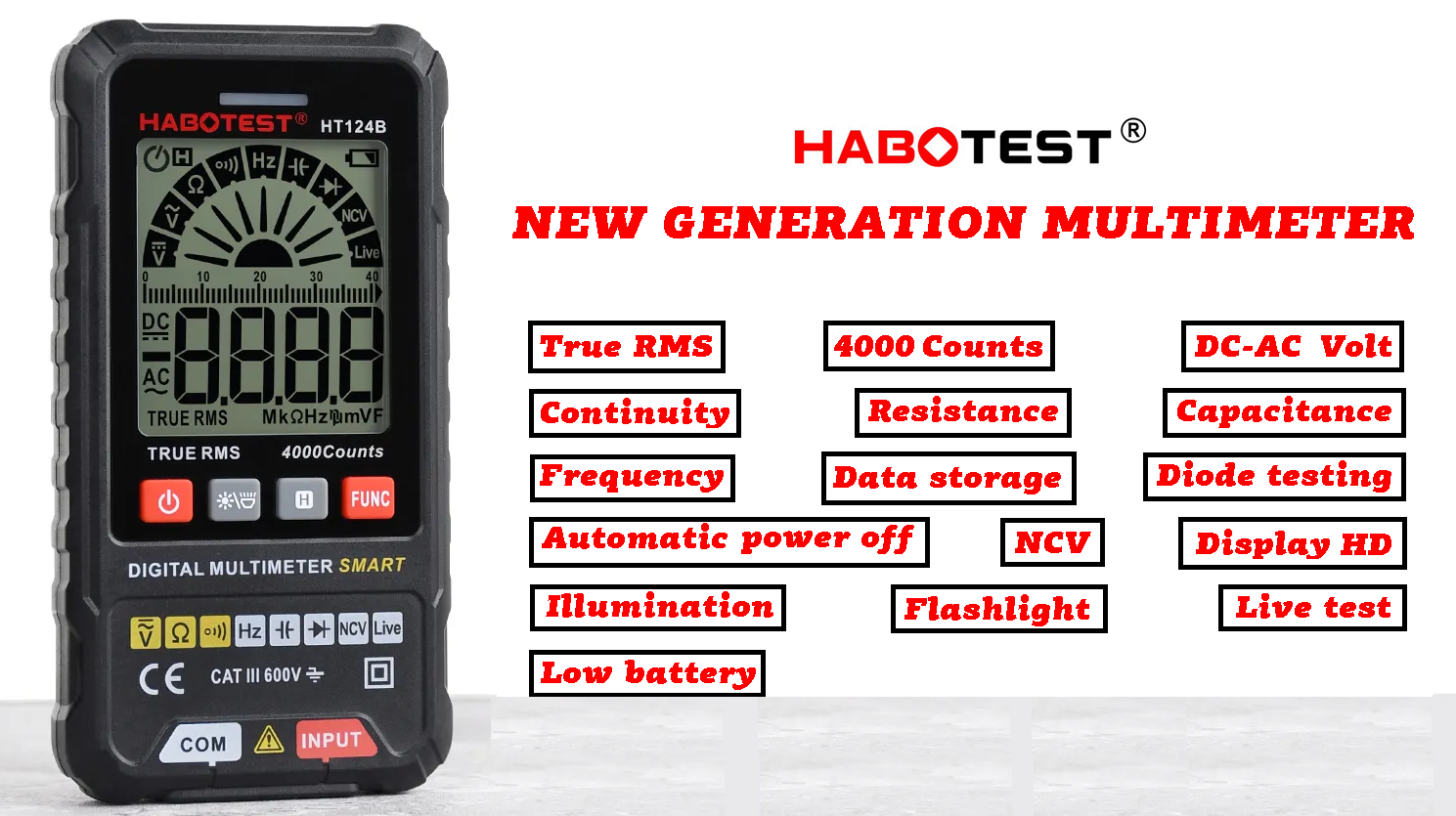 HABOTEST HT124B+ οικονομικό μικρό πολύμετρο ακριβείας