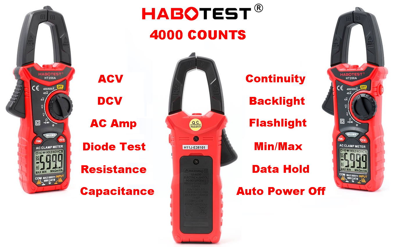 Habotest HT206A 4000 counts οικονομική αξιόπιστη αμπεροτσιμπίδα