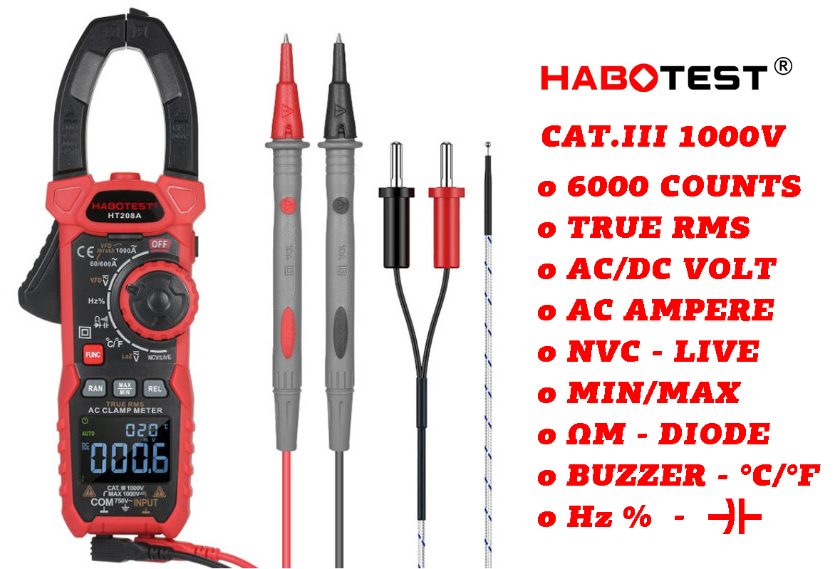 Habotest HT208A True RMS επαγγελματική οικονομική αμπεροτσιμπίδα ακριβείας