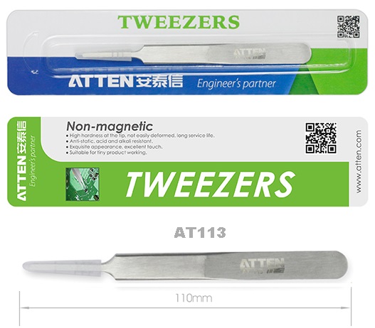 ATTEN AT113 TWEEZER μεταλλική αντιστατική λαβίδα ηλεκτρονικών και ...
