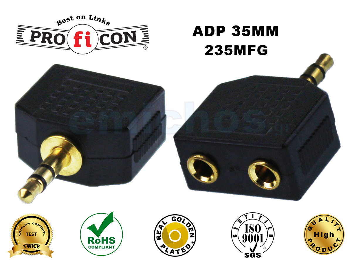 ADP 35MM 235MFG Pro.fi.con golden plated adaptor male 3.5mm stereo plug ...